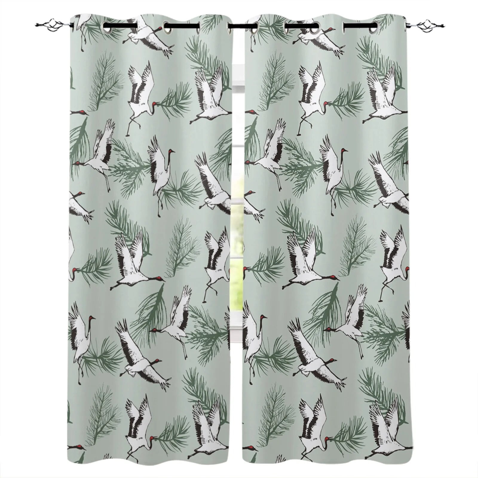 Asian Curtains Chinese Religion Temple Sakura Trees and Mountain Forms ...