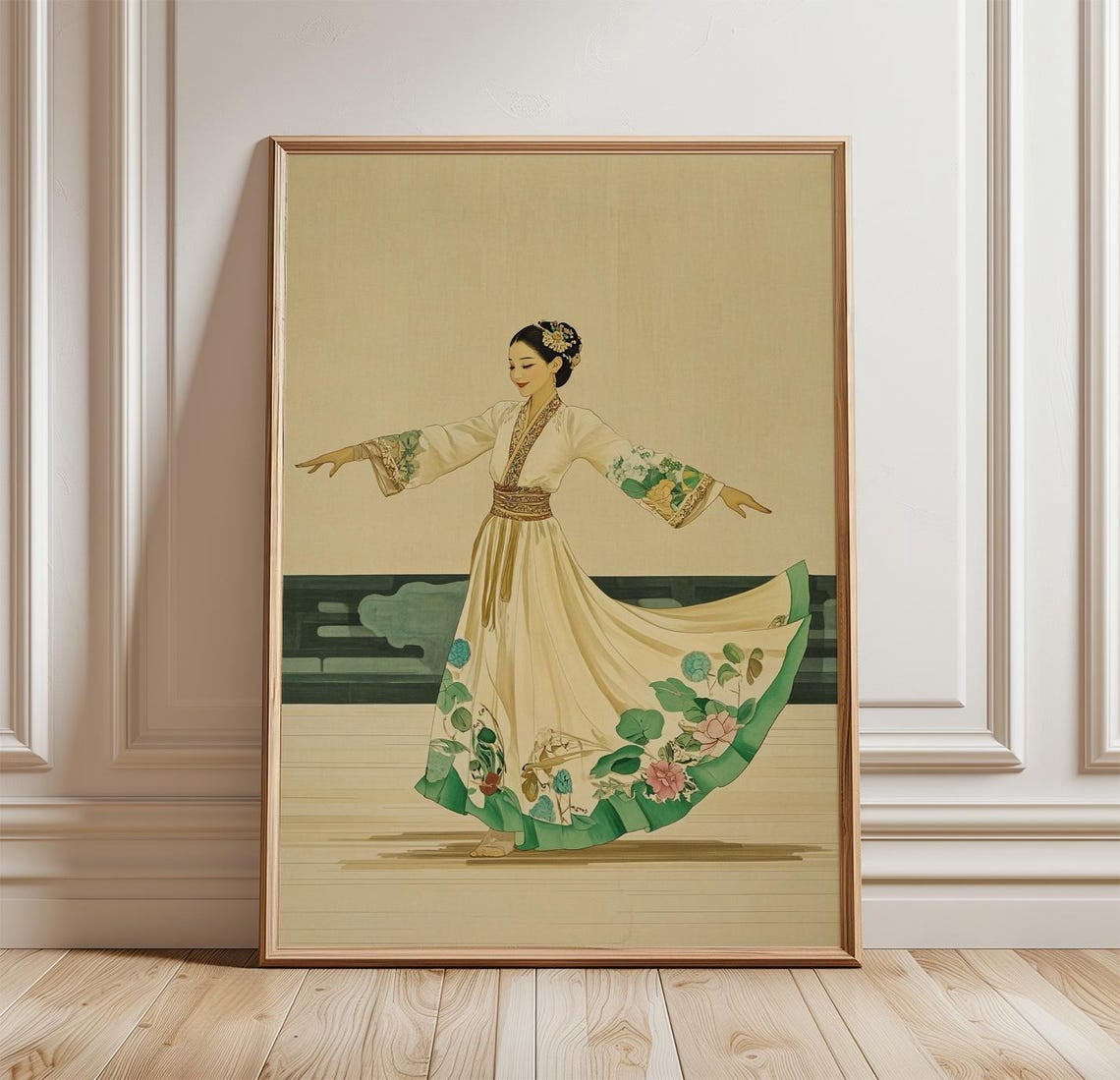 Asian Dance Traditional Cultural Wall Art Elegant Woman Oriental Decor ...