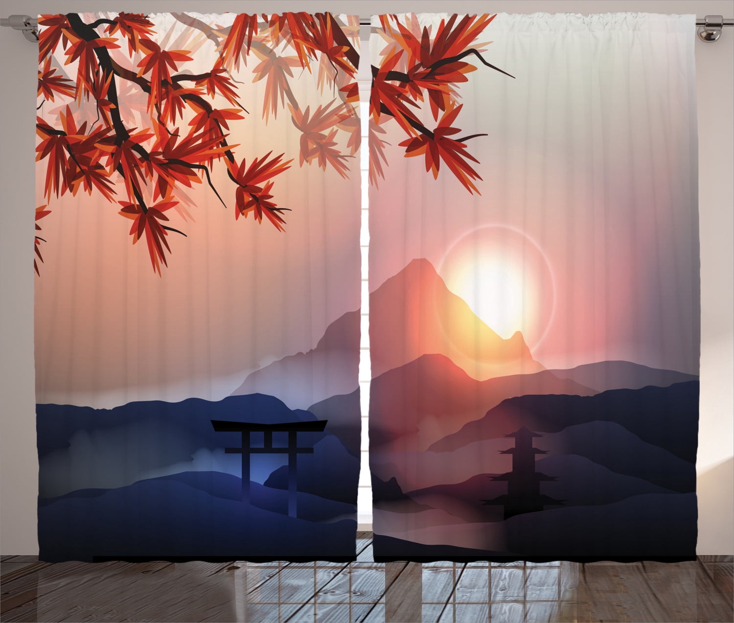 Ambesonne East Curtains 2 Panel Set, Majestic Himalayas Peaks, 108" x ...