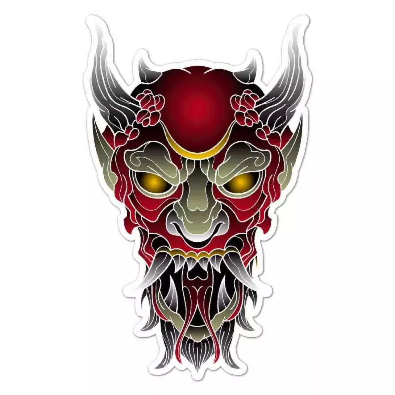 Asian Demon Head Sticker Indoor Outdoor Phone Decal Water Bottle ...