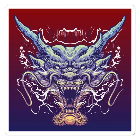 Asian Dragon Head Sticker Indoor Outdoor Phone Decal Water Bottle ...
