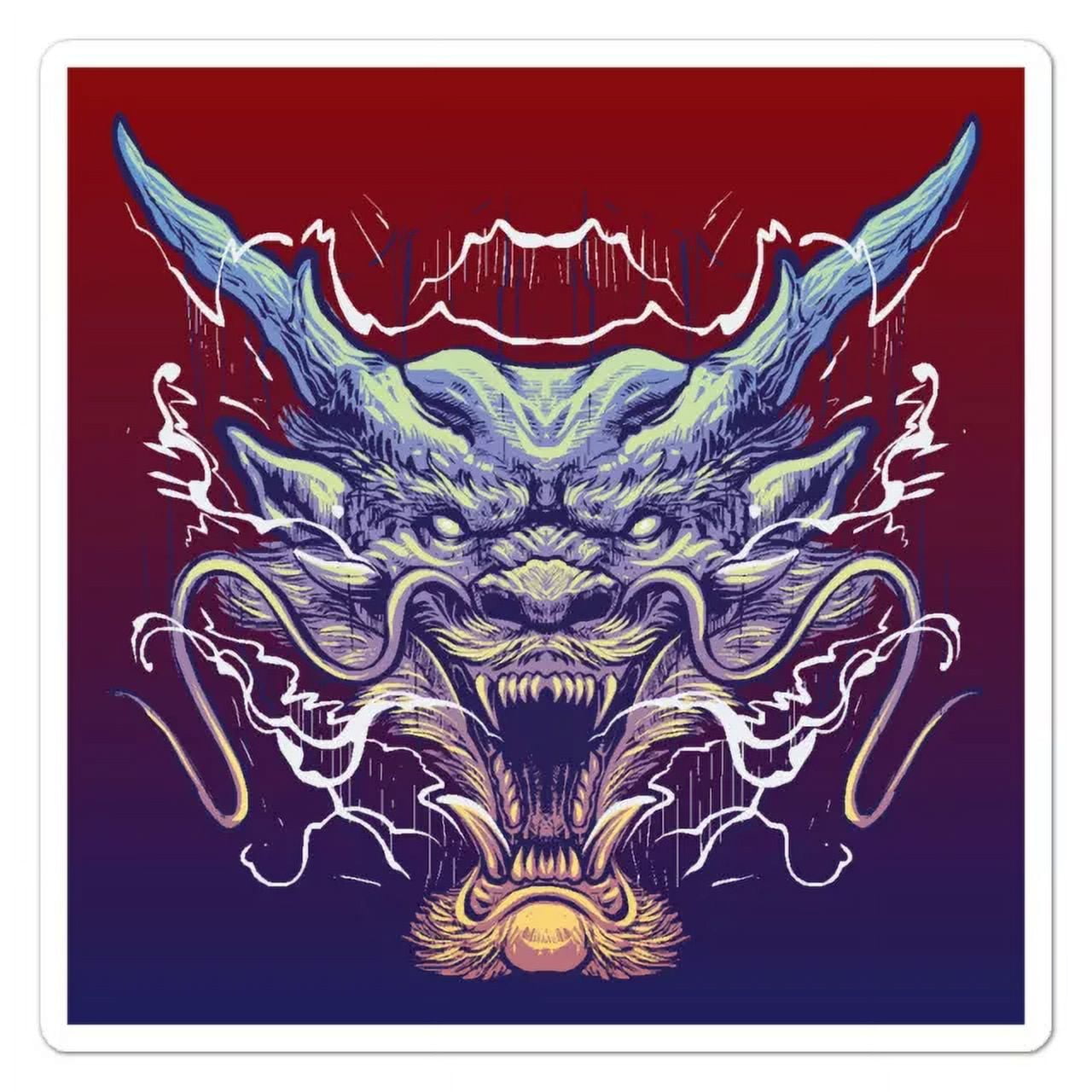 Asian Dragon Head Sticker Indoor Outdoor Phone Decal Water Bottle ...