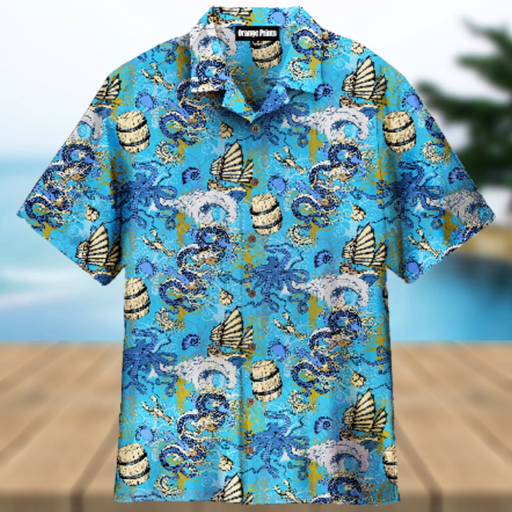 Asian Dragon, Octopus And Sea Voyages Aloha Hawaiian Shirt - Walmart.com
