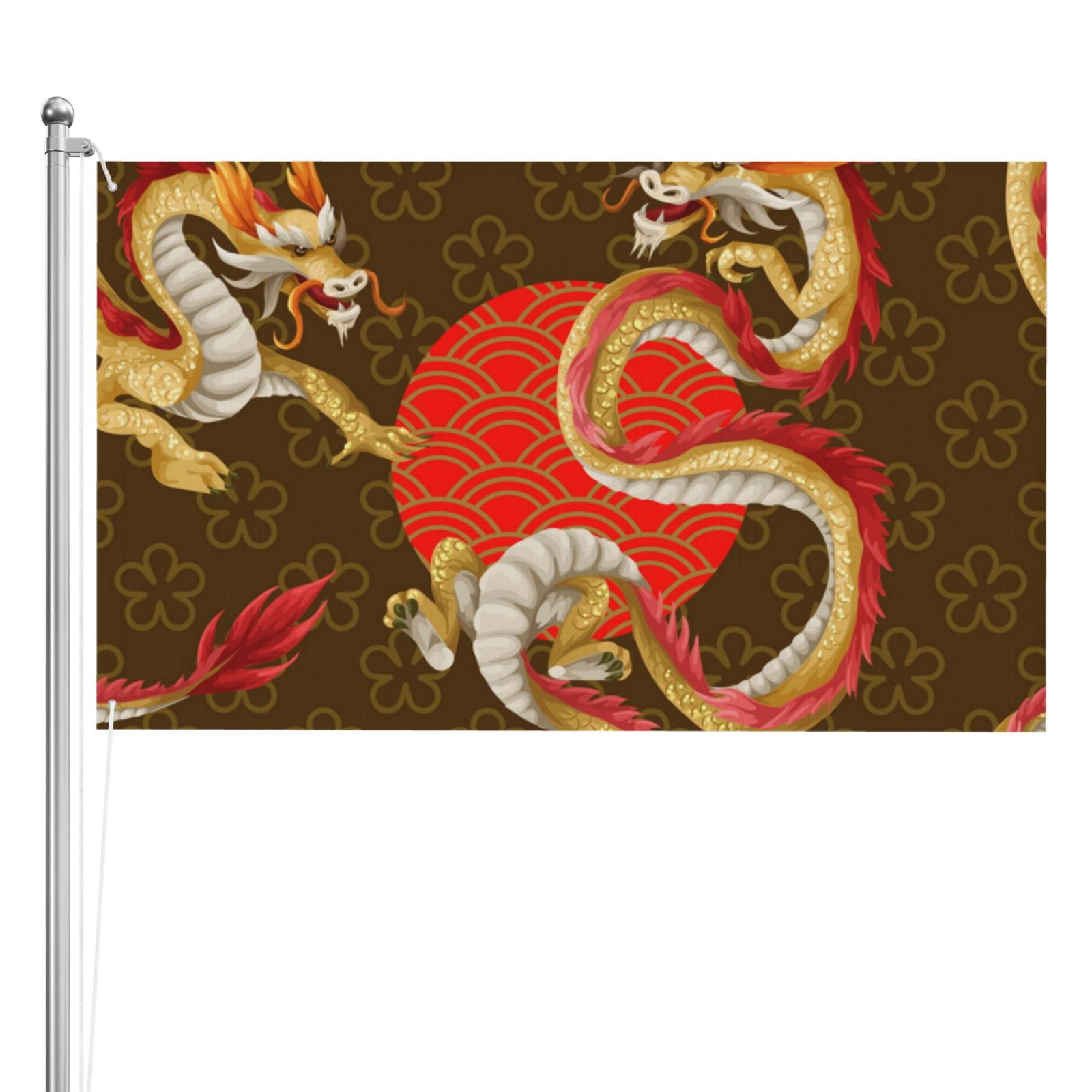 Asian Dragon Oriental Dragons Double Sided Flag 3x5FT Reversible Garden ...