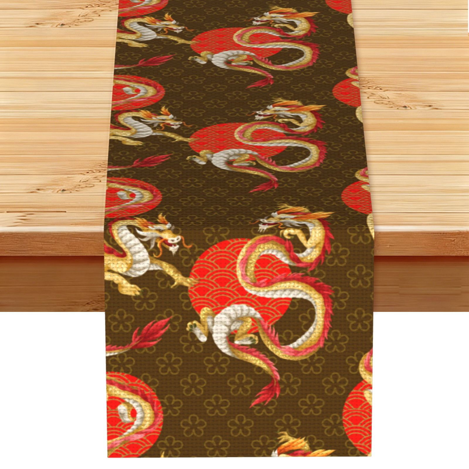 Asian Dragon Oriental Dragons Table Runner 13x72 Inch for Dining Table ...