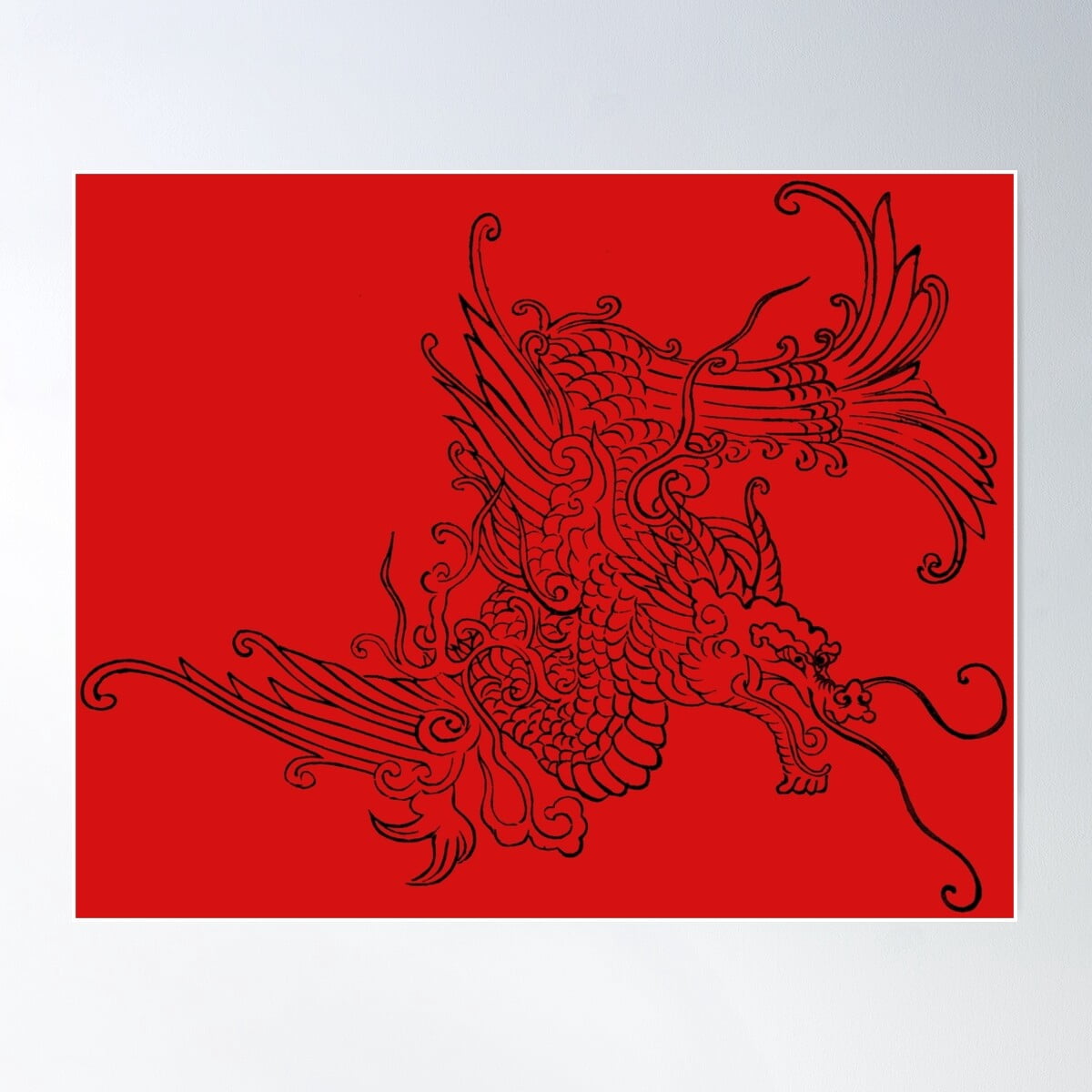 Asian Dragon Poster Wall Art, Modern Wall Decor For Living Room Bedroom ...