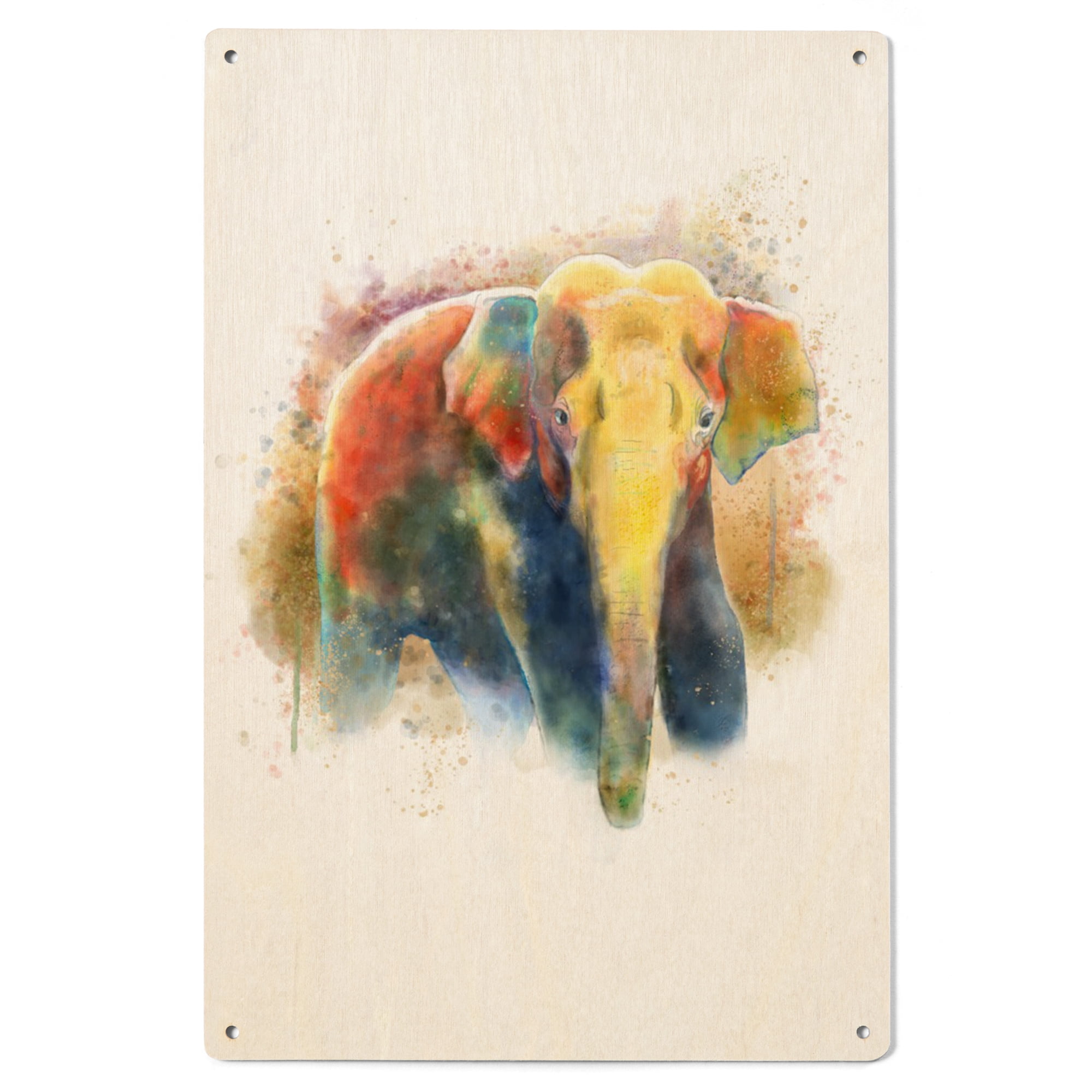 Asian Elephant, Watercolor Birch Wood Wall Sign (6x9 Rustic Home Decor ...