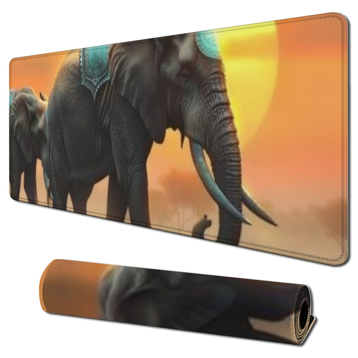 Asian Elephants Pattern Large Office Gaming Mouse pad Strong Adhesion and Durability Precision ...