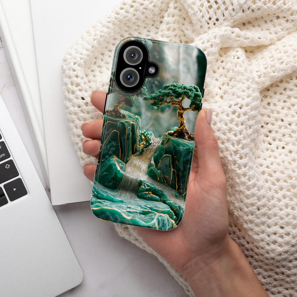 Asian Green Jade Carving Landscape Scenery Art Phone Case 17 16 15 14 ...