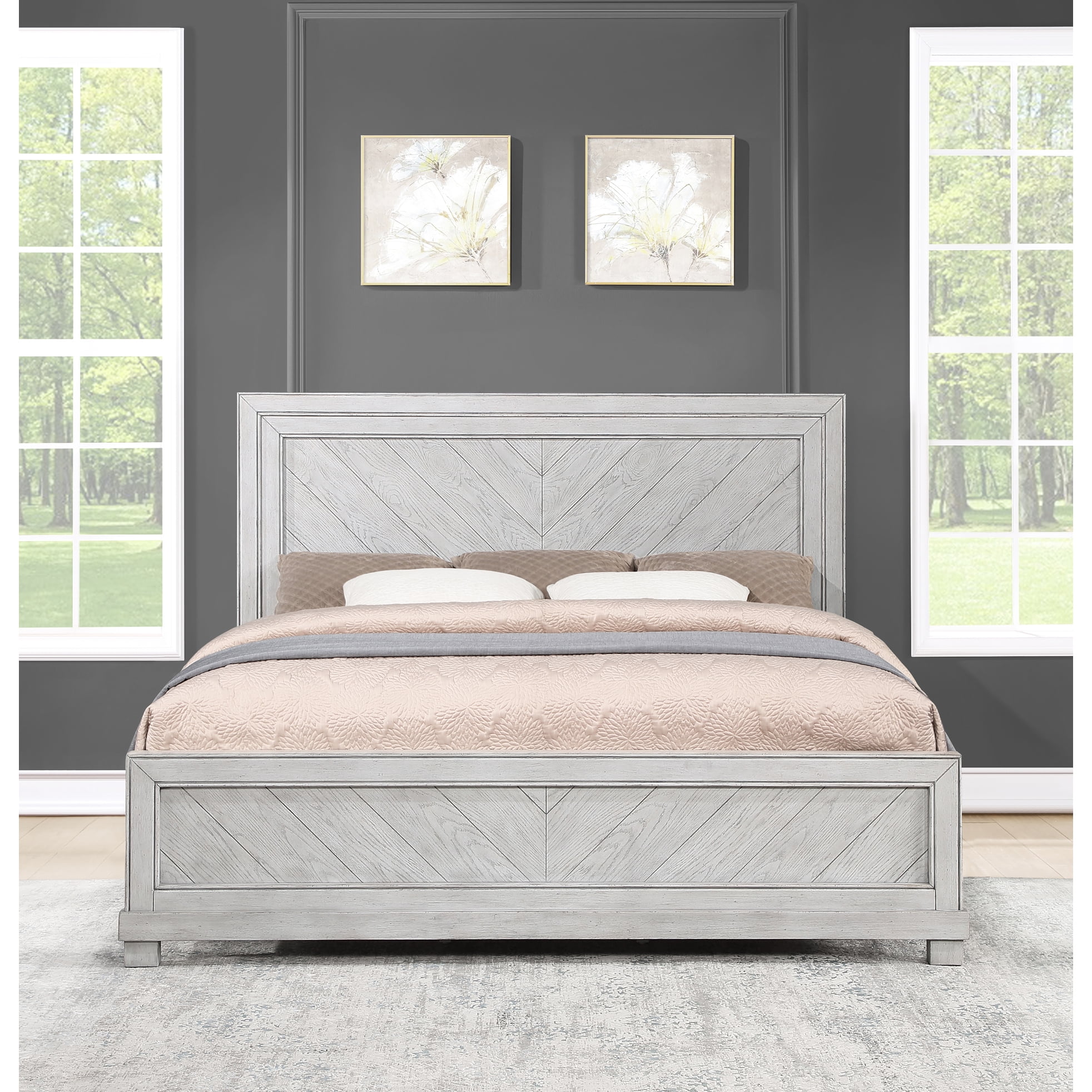Asian Hardwood King Bed With Gray - Elegant Design, Frame, System Bed ...