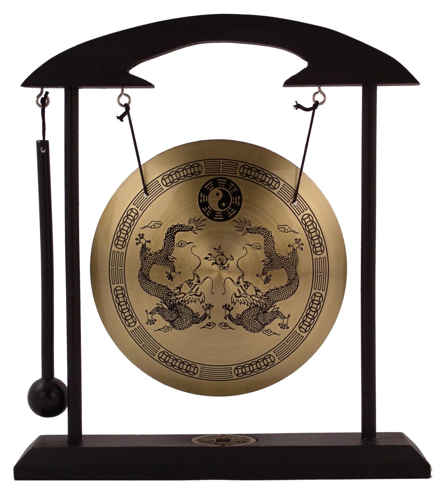 Asian Home Zen Art Brass Feng Shui Desktop Gong - Walmart.com