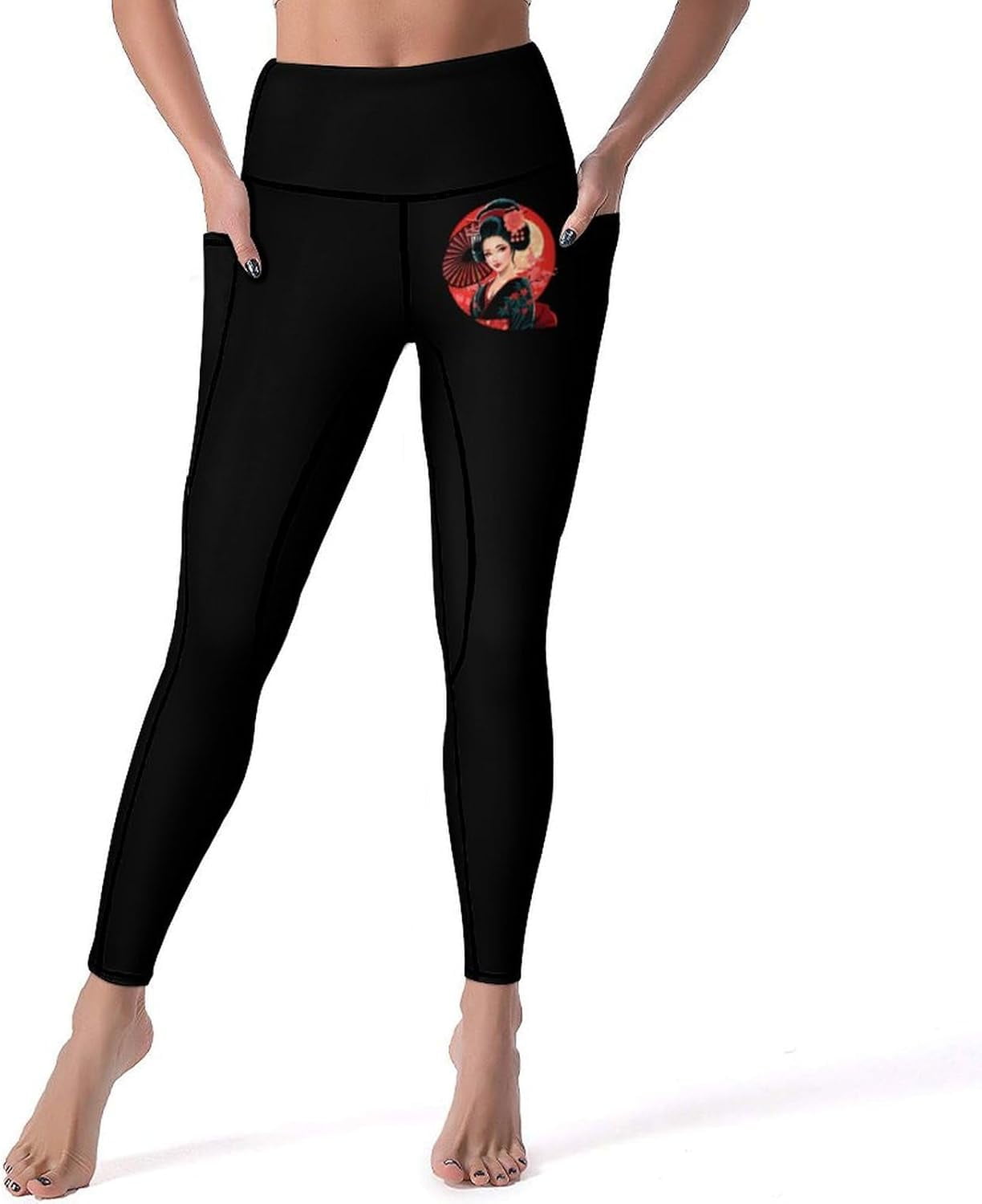 Asian Inspired 80s Vintage Japanese Geisha Women's Yoga Pants Tummy ...