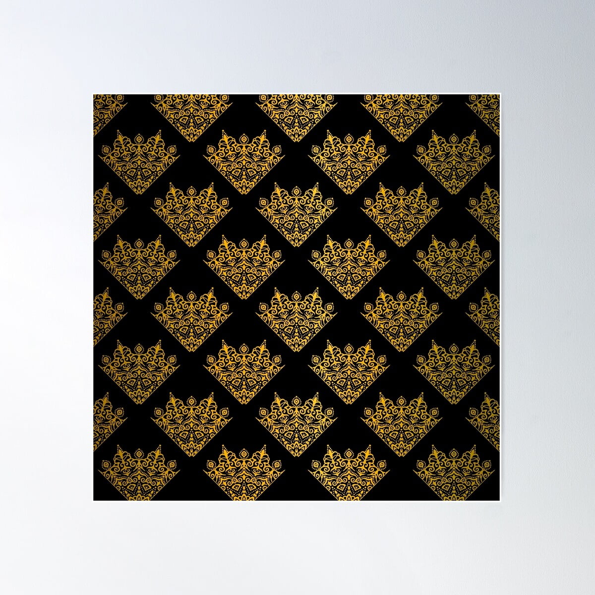 Asian-Inspired Art Deco Elegantly Ornate Fan Pattern Poster Wall Art ...