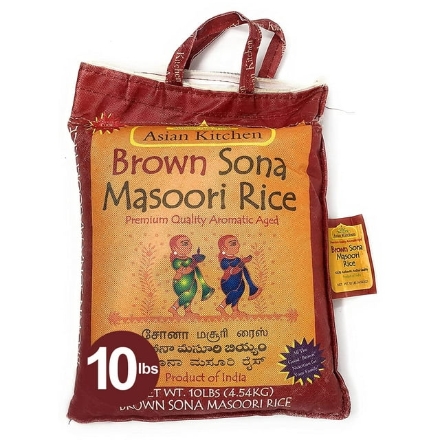 Asian Kitchen Brown Sona Masoori Aged Rice, 10lbs Short Grain, All ...