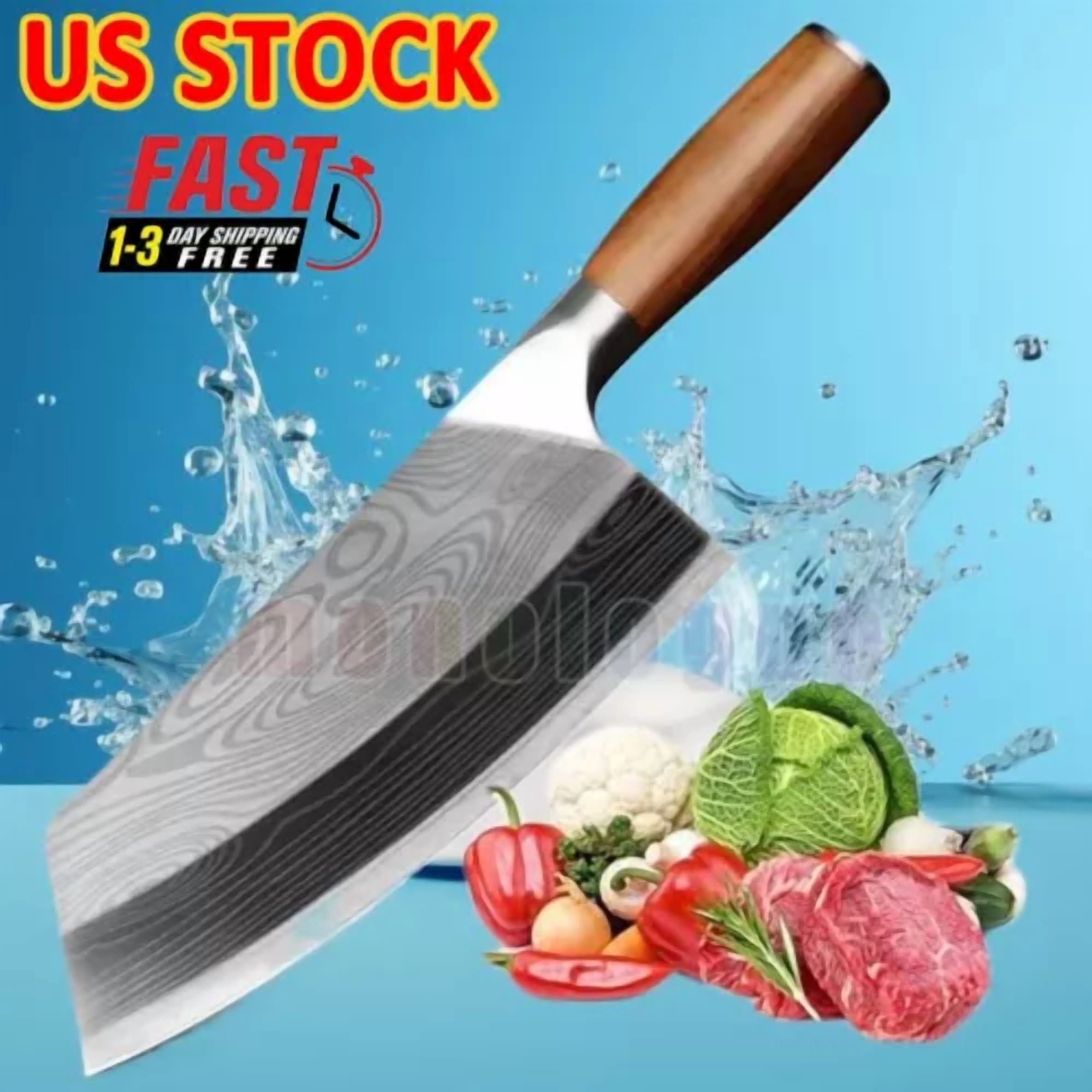 Asian Kitchen Knife Butcher Chef Damascus Cleaver Chopping Meat Stainless Steel - Walmart.com