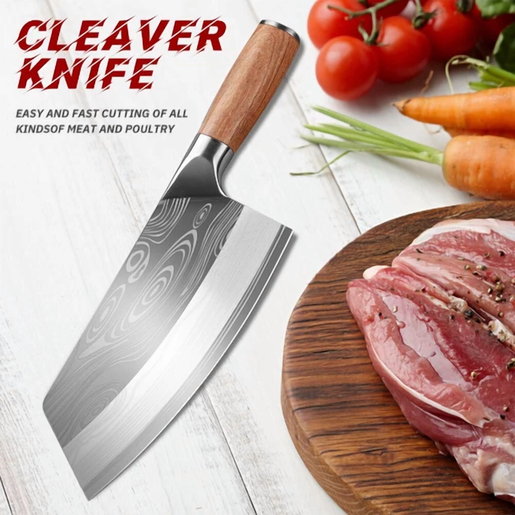 Asian Kitchen Knife Butcher Chef Damascus Cleaver Chopping Stainless ...