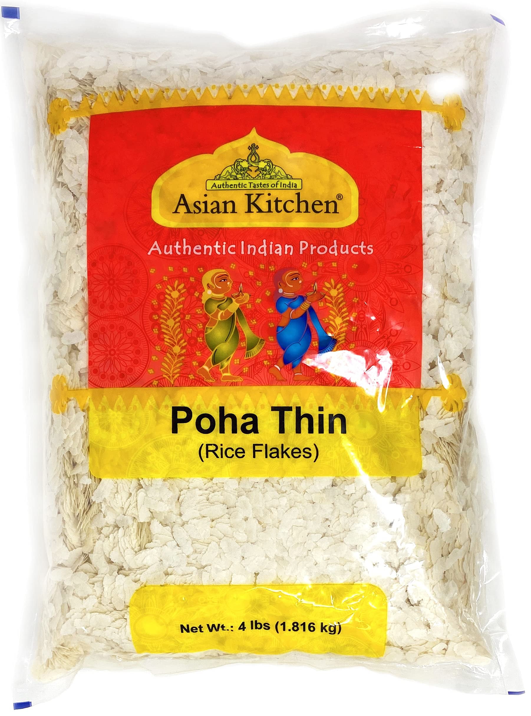 Asian Kitchen Poha (Powa) Thin Cut (Flattened Rice) 64oz (4lbs) 1.81kg ...