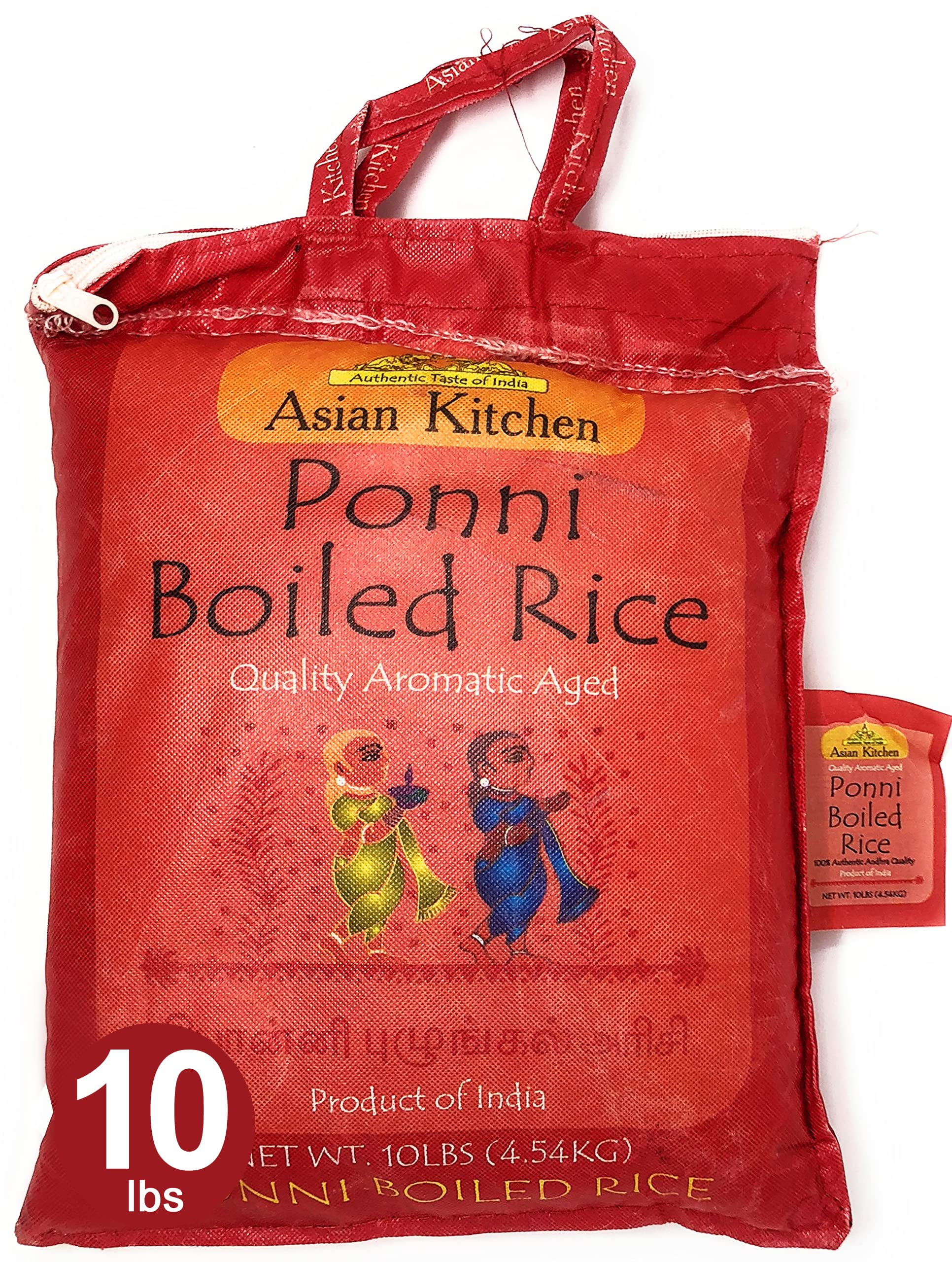 Asian Kitchen Ponni Boiled Rice, 10lbs Short Grain, All Natural, Gluten ...