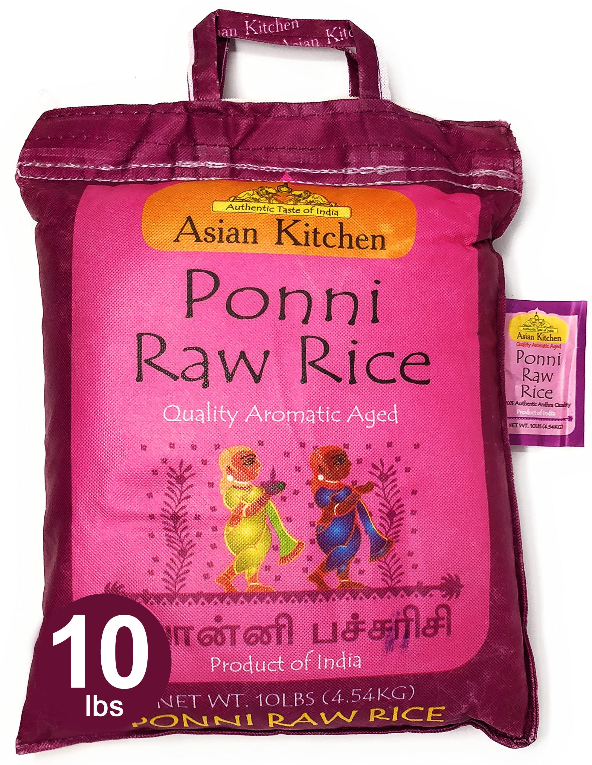 Asian Kitchen Ponni Raw Rice, 10lbs Short Grain, All Natural, Gluten ...