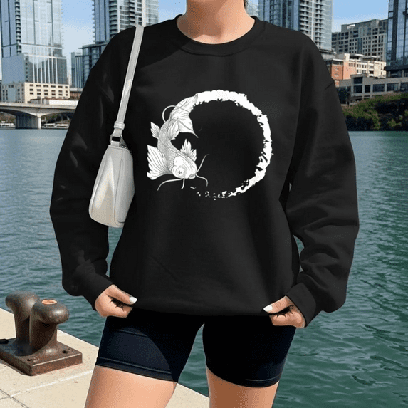 Asian Koi Fish Enso Circle Japanese Buddhism Sweatshirt, for Men ...