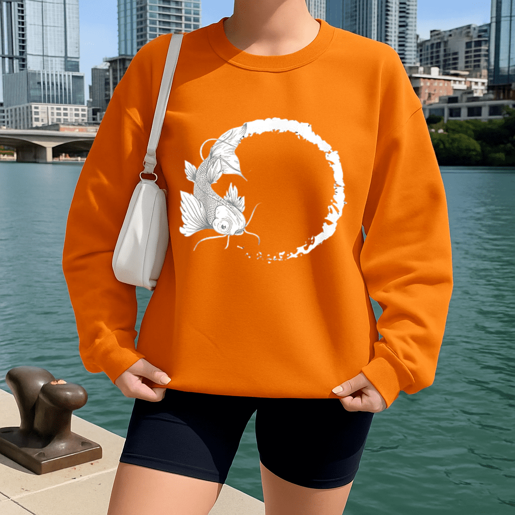 Asian Koi Fish Enso Circle Japanese Buddhism Sweatshirt, for Men & Women, up to Size 5XL ...