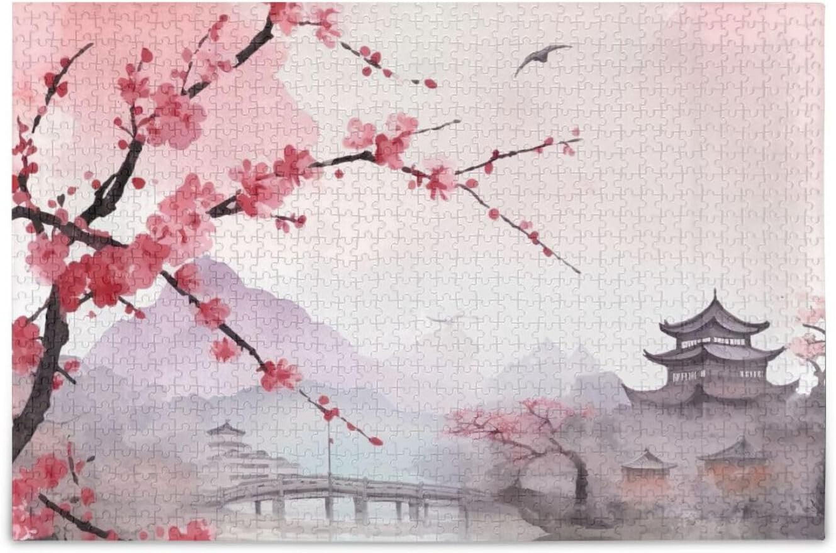 Asian Landscape Pink Puzzle 1000 Pieces - Wooden Jigsaw Puzzles for ...