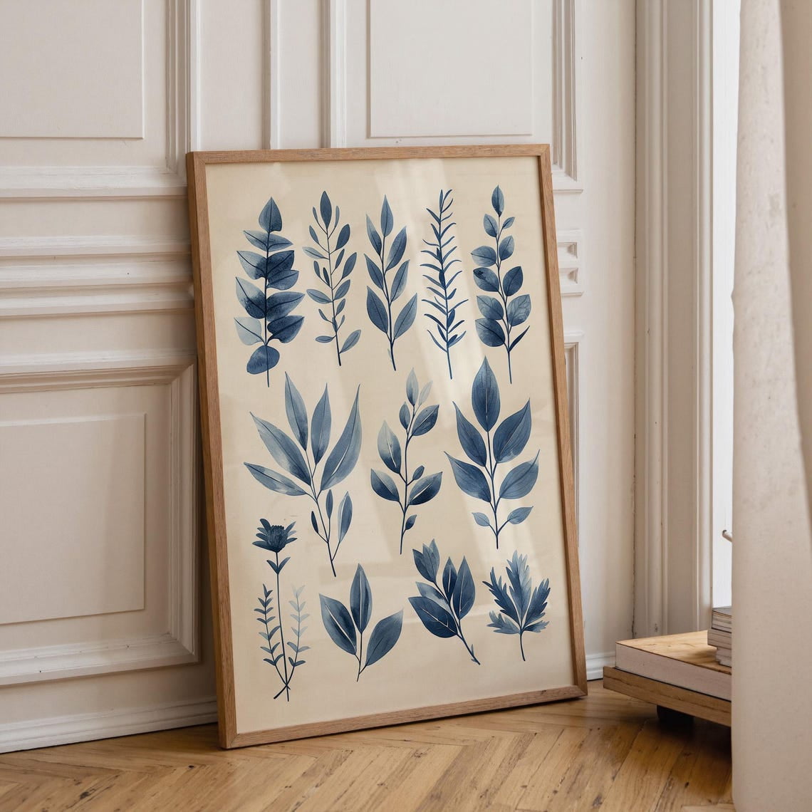 Asian Lantern Wall Art Vintage Blue Red Wall Decor Living Room Unframed ...