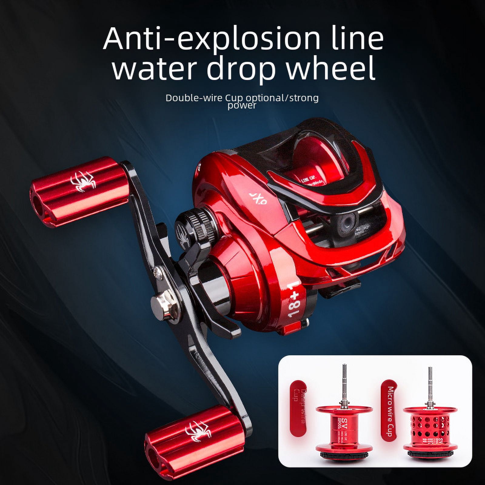 Asian Metal Fishing Wheel Magnetic Double Brake Black Anti-Explosive ...