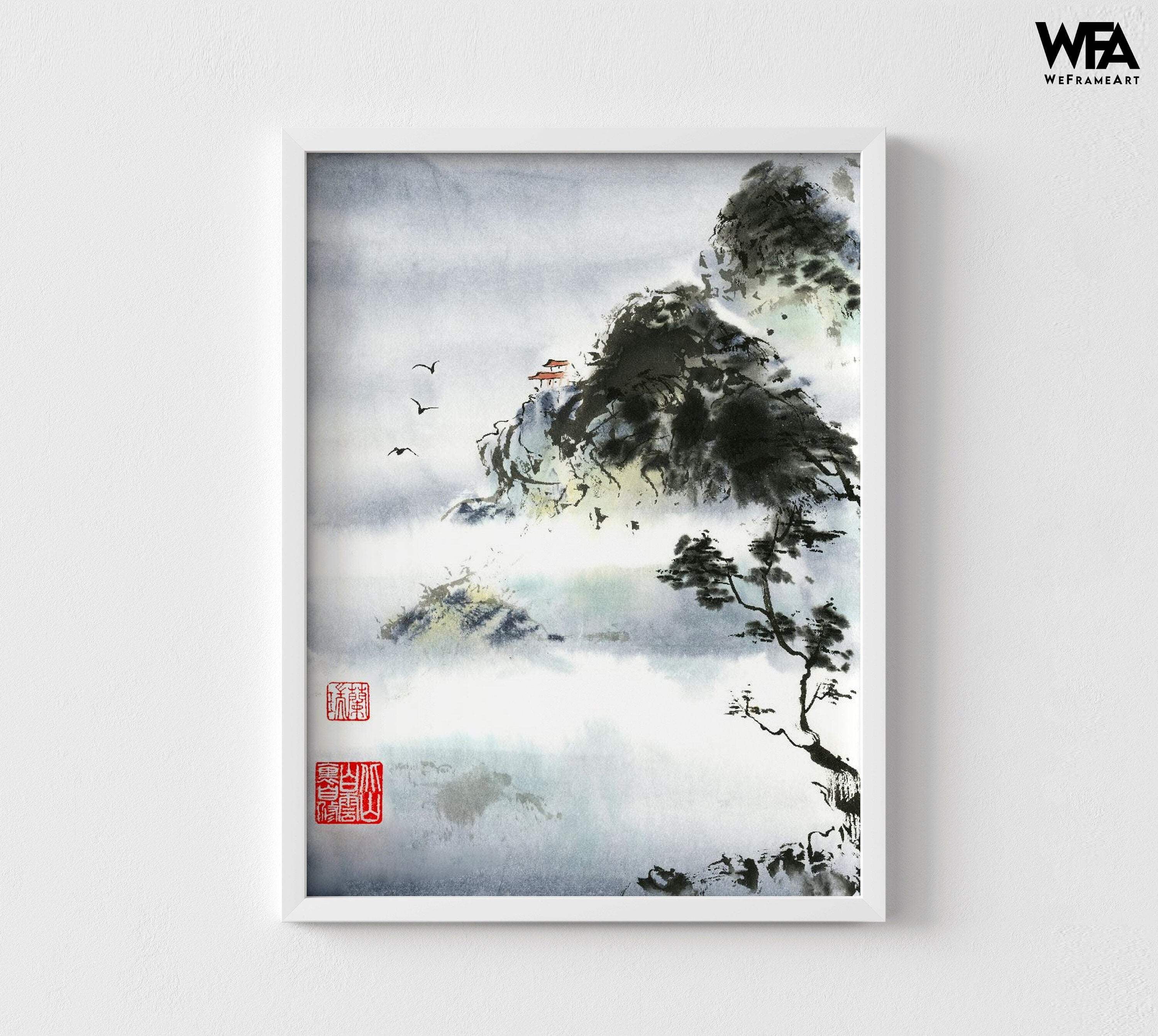 Asian Mountains Wall Art, Framed Chinese Decor, Asian Nature Print ...