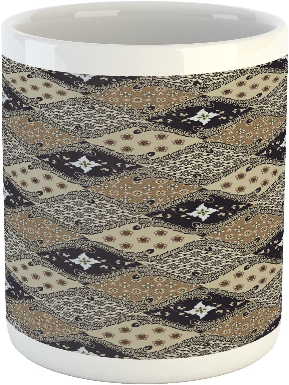 Asian Mug, Indonesian Javanese Style Batik Pattern Wavy and Floral ...