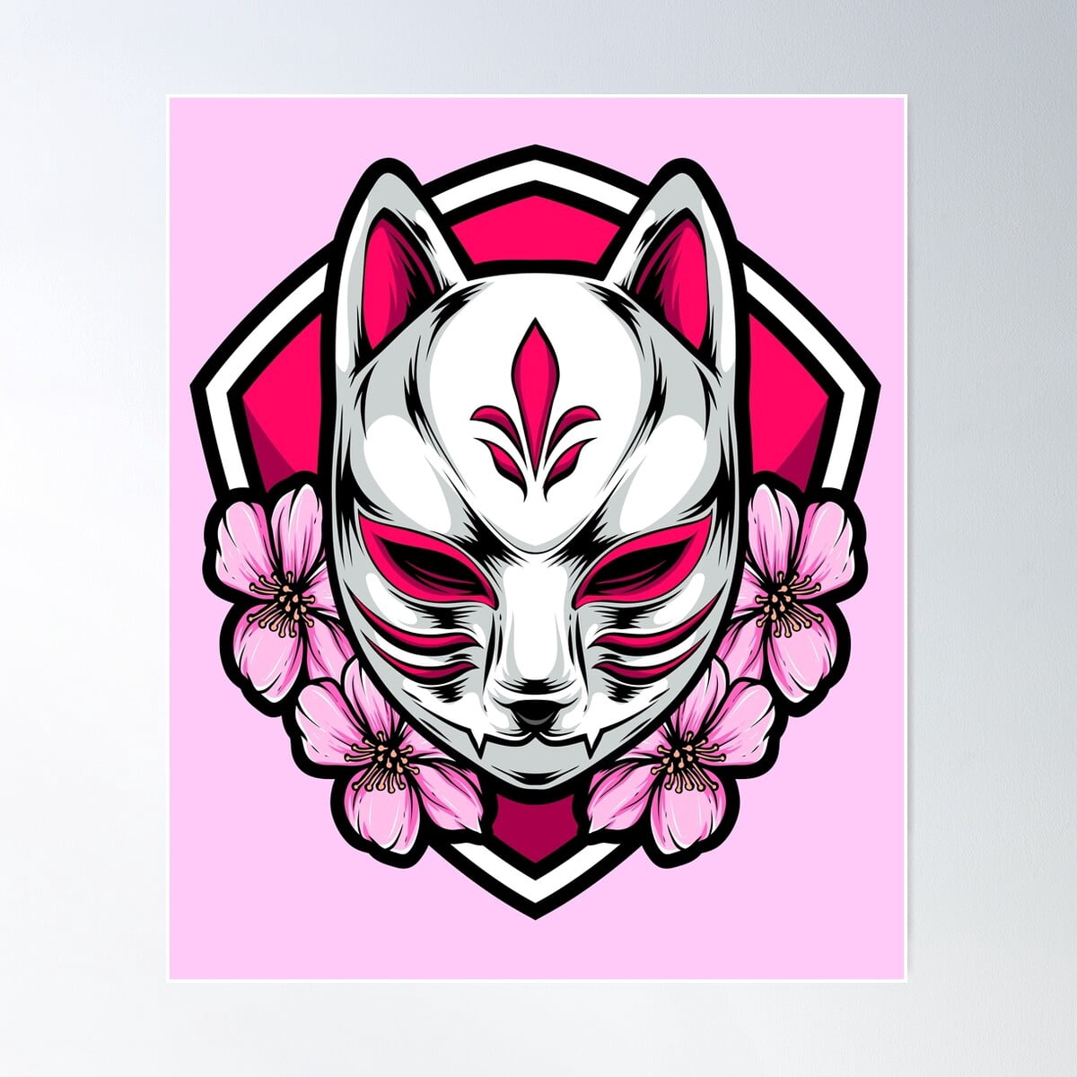 Asian Oni Mask Poster Wall Art, Modern Wall Decor For Living Room ...