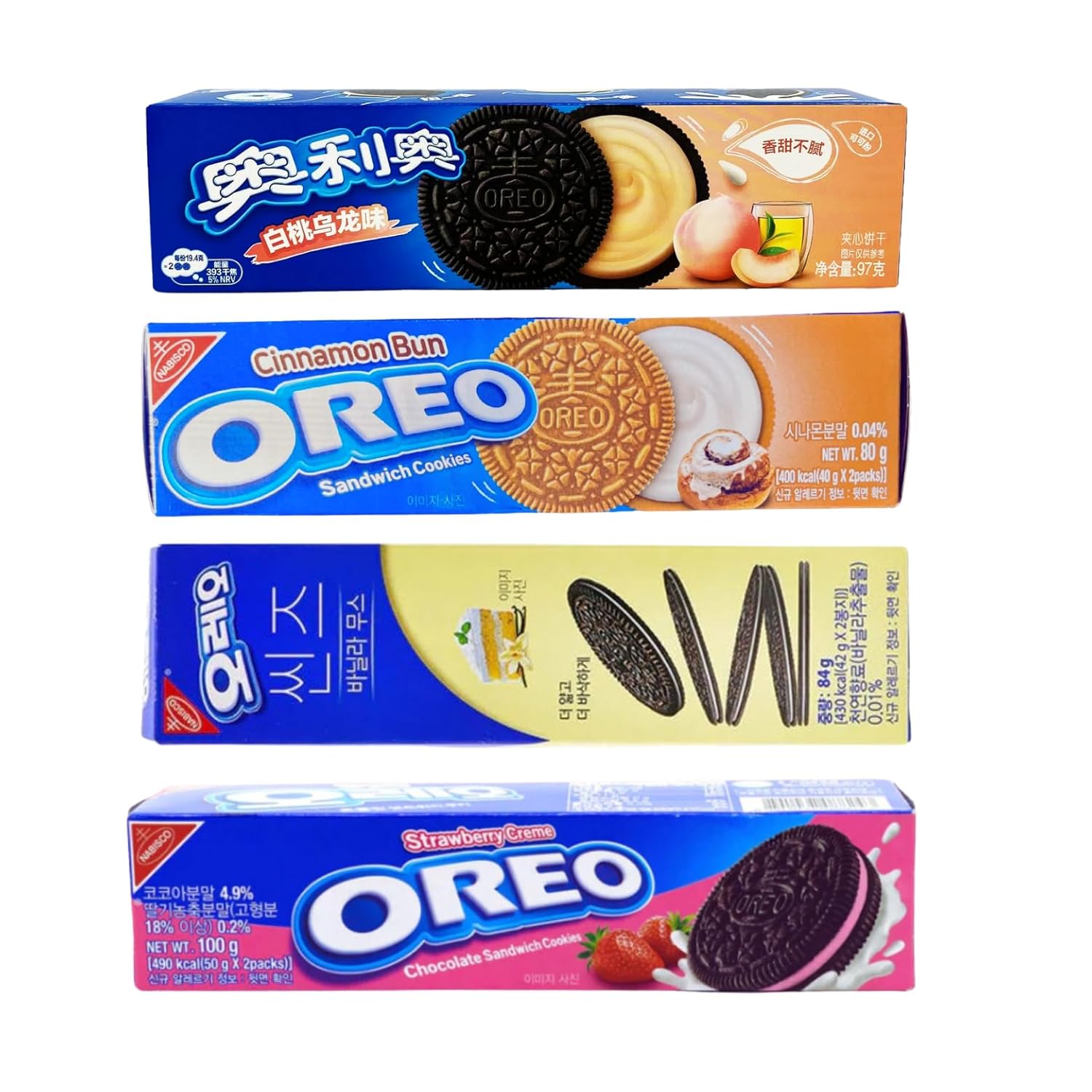 Asian Oreo Ulimae Sampler Pack: Cinnamon Bun, Srawberry Creme, Peach ...