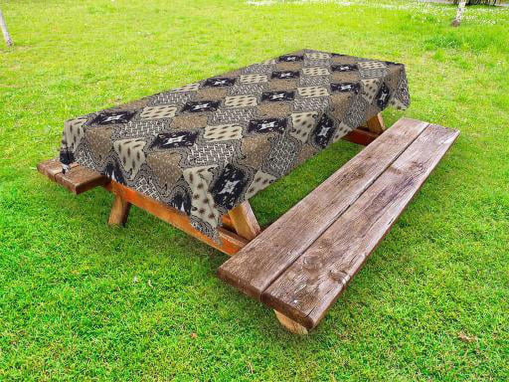 Asian Outdoor Tablecloth, Indonesian Javanese Style Batik Pattern Wavy ...