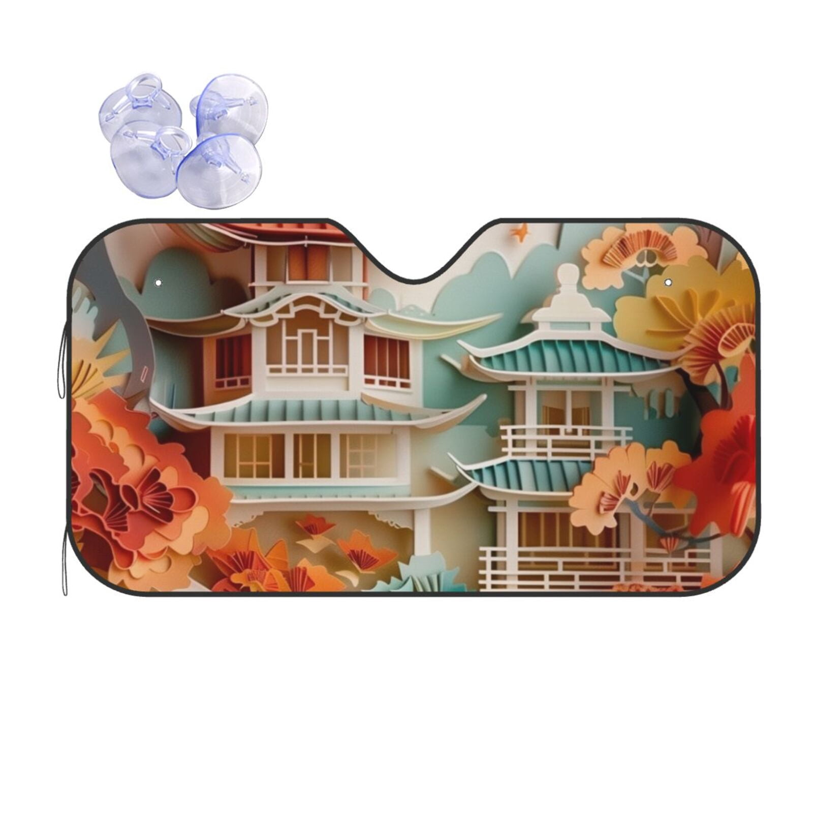 Asian Paper Cut-Out windshield sunshade, front window sunshade, folding ...