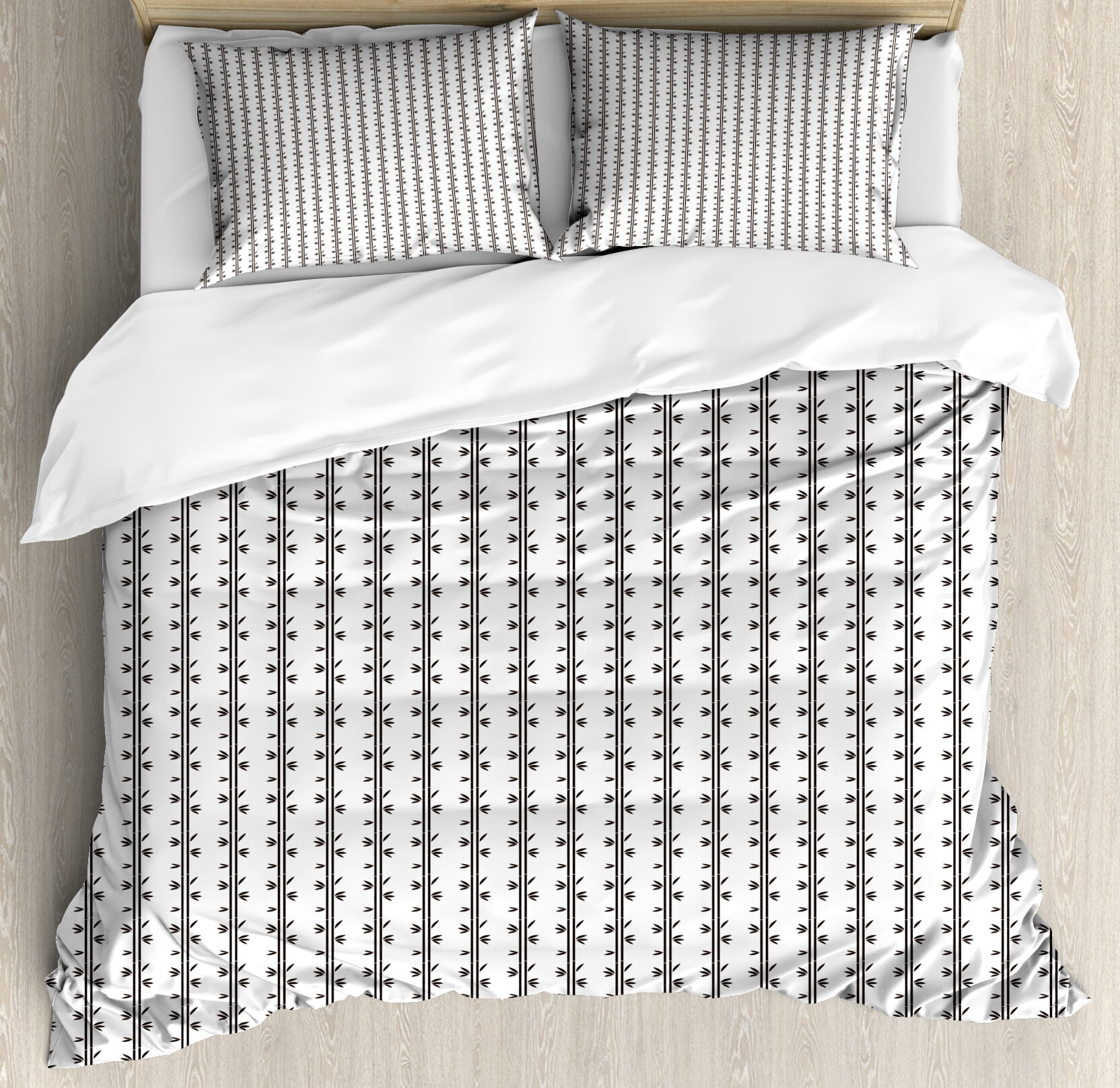 Asian Print Duvet Cover Set, Vertical Simple Pattern with Botanical ...