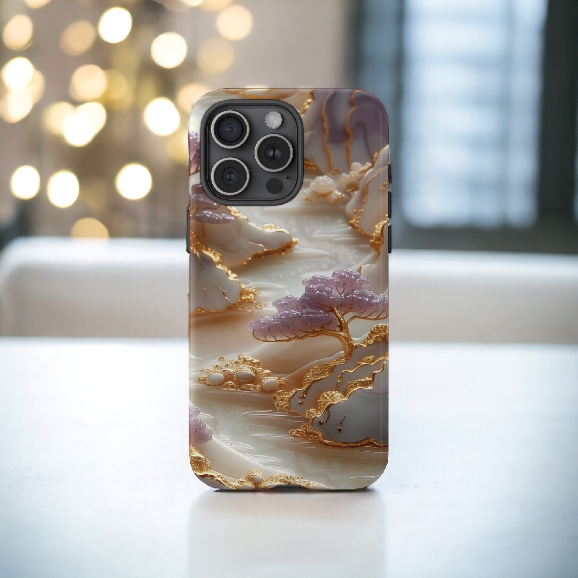 Asian Purple Jade Zen Garden Scenic Landscape Phone Case for iPhone 17 ...