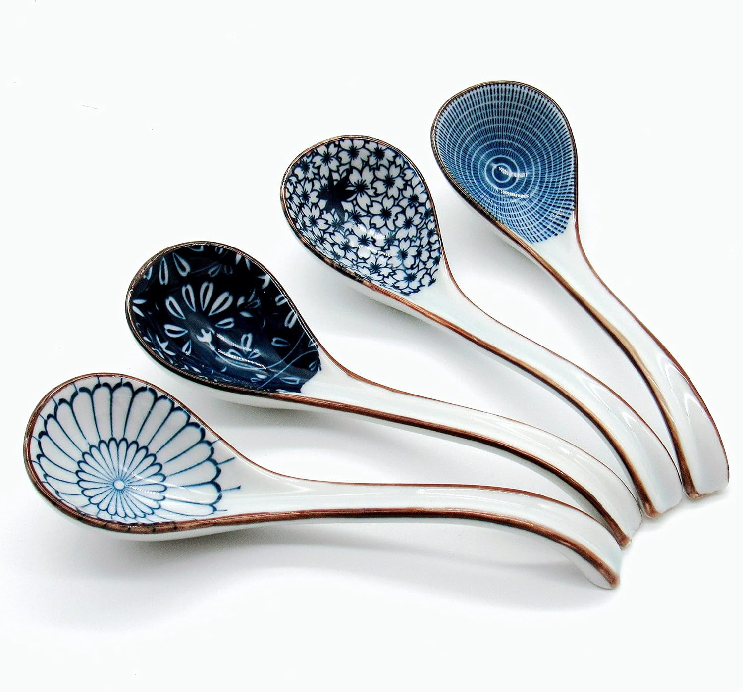 Asian Soup Spoon,Ceramic Ramen Spoons Japanese Style for Pho, Miso soup, Dumpling, Noodles ...