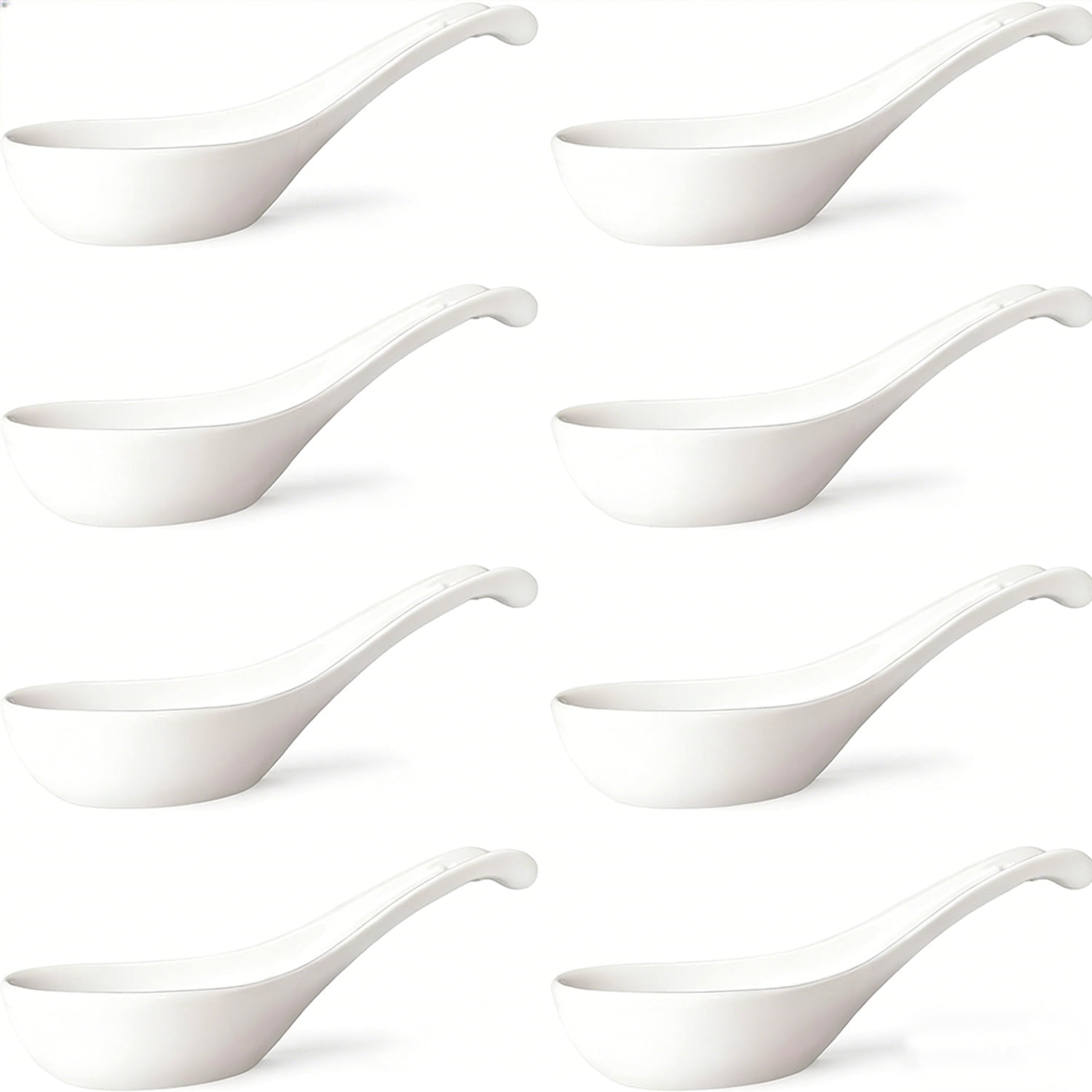 Asian Soup Spoons Set of 8, Ceramic Chinese Soup Spoons 7 Inch Japanese ...