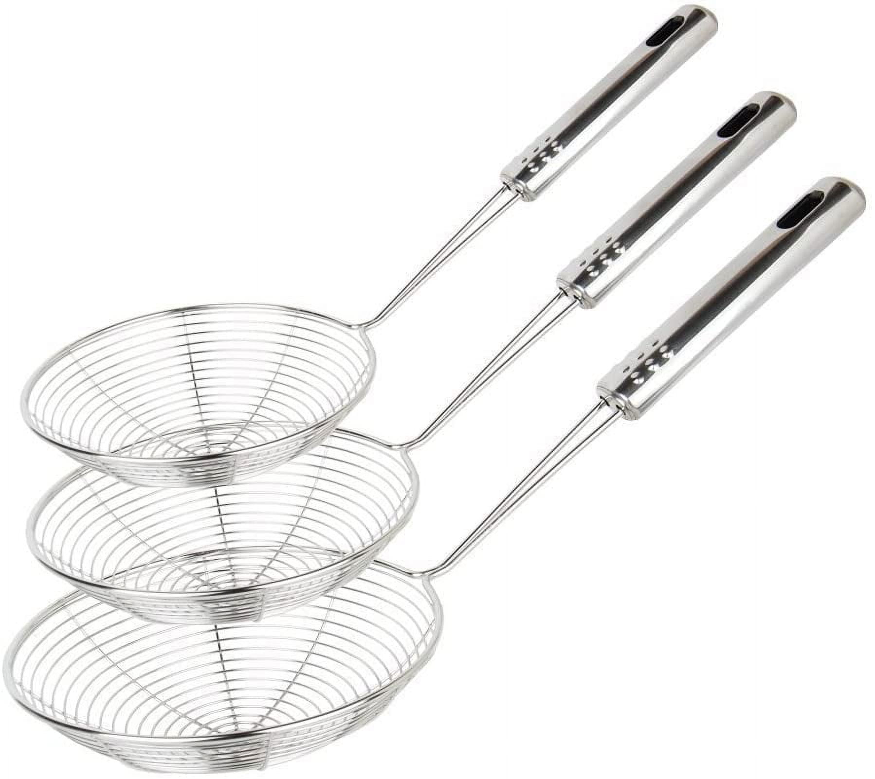 Asian Strainer Ladle Set of 3 Fine Mesh Stainless Steel Spider Strainer ...