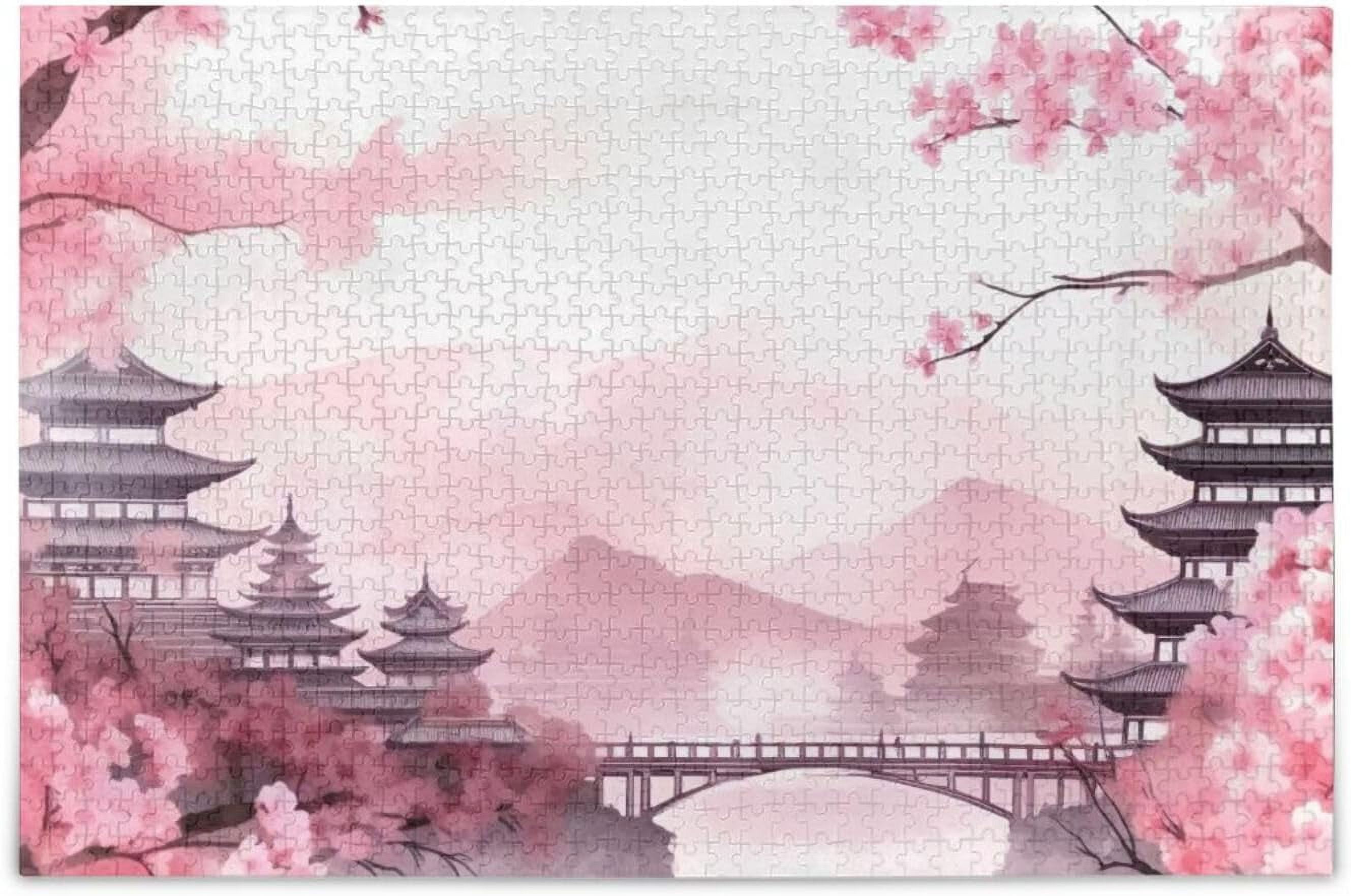 Asian Style Pink Puzzle 500 Pieces - Wooden Jigsaw Puzzles for Family ...