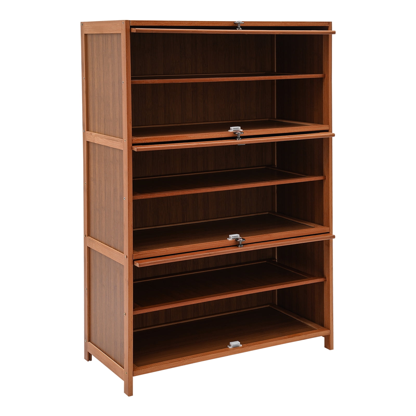 Asian Style Shoe Cabinet 7 Layers - Handwoven Bamboo Lid & Solid Wood ...