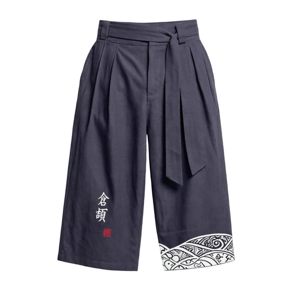 Asian Style Traditonal Pants for Men Linen Casual Wide Leg Hippie Harem ...
