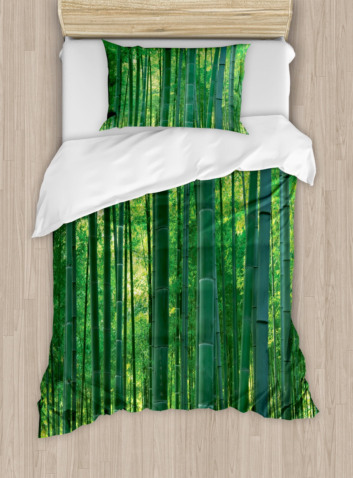 Asian Themed Duvet Cover Set, Oriental Exotic Trees in the Rainforest ...