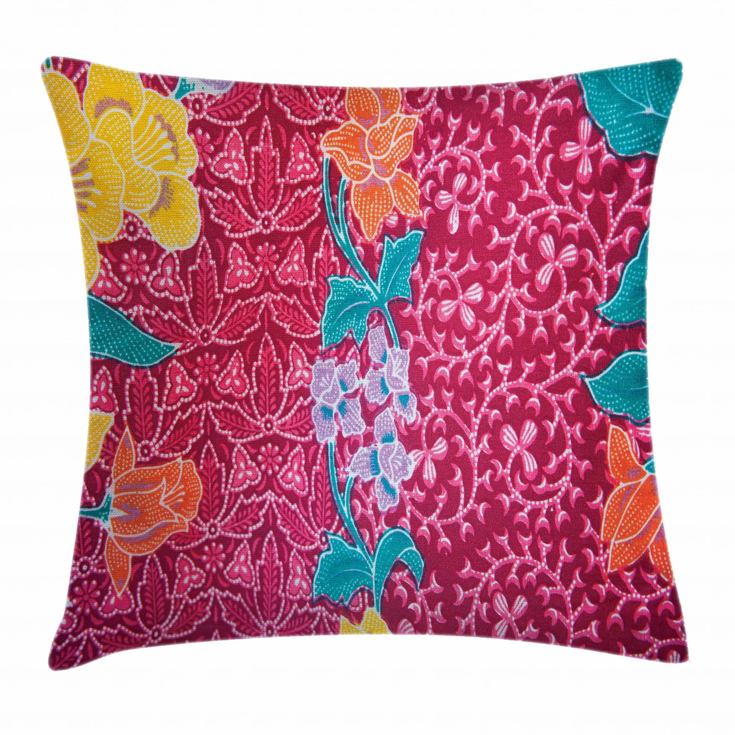 Asian Throw Pillow Cushion Cover Colorful Blossoms In The Style Of