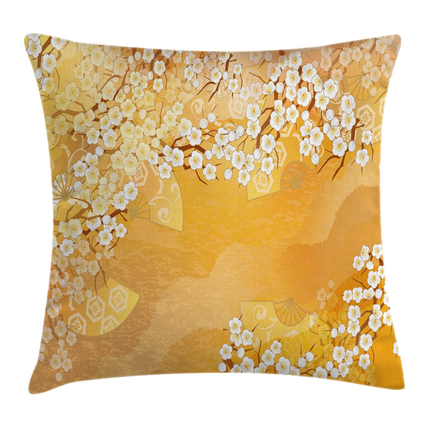 Asian Throw Pillow Cushion Cover, Japanese Cherry Blossom Sakura Tree ...