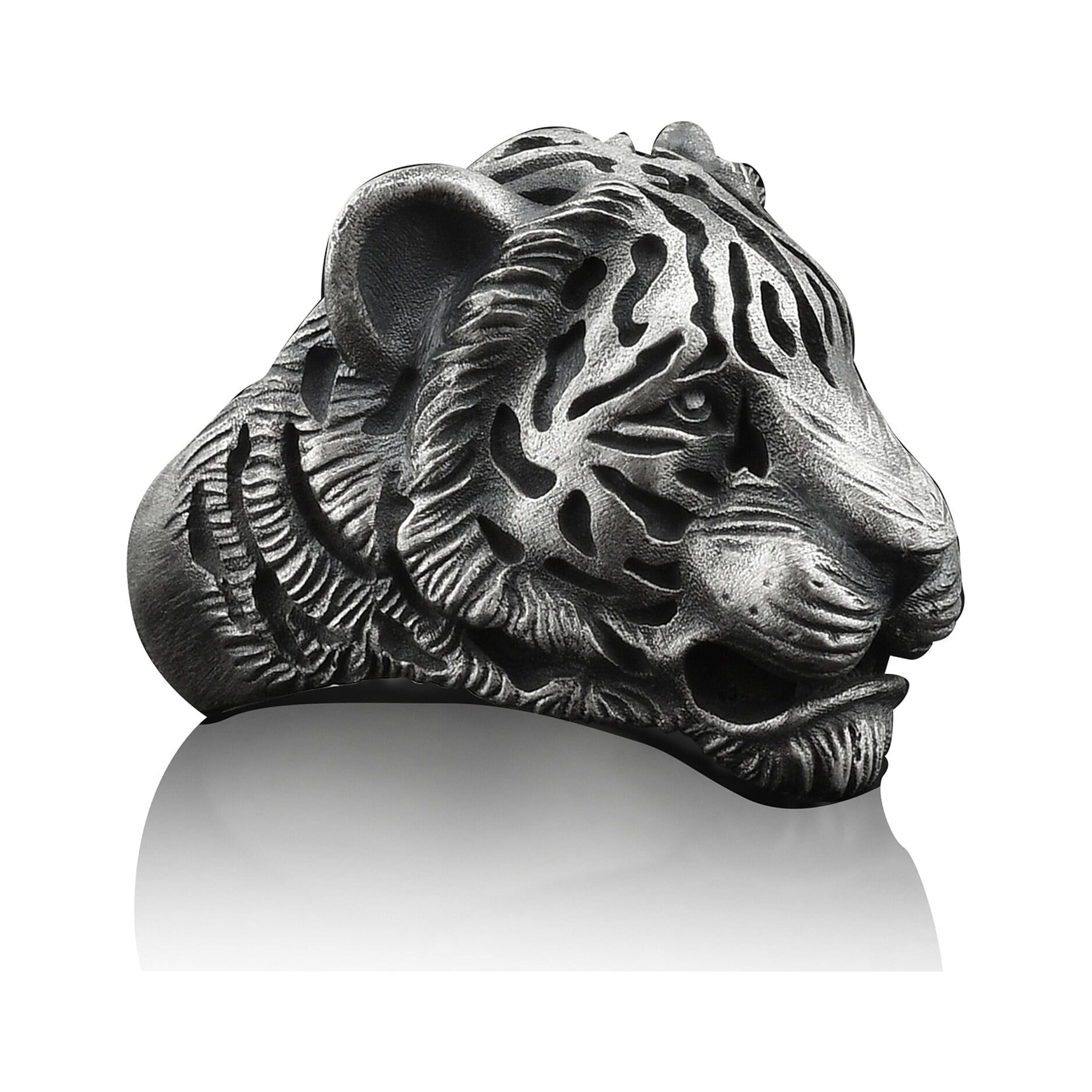 Asian Tiger Handmade Sterling Silver Men Ring, Wild Cat Animal Ring ...