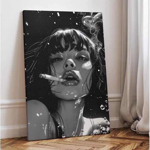 Asian Woman Smoking Black And White Modern Woman With Cigar Water ...