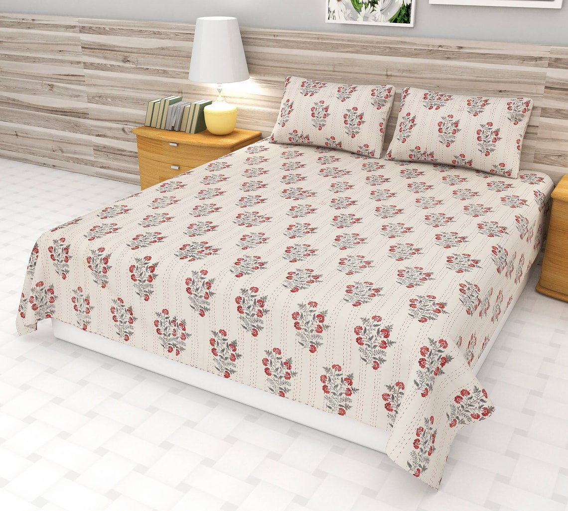 Asian design full size quilt for sale handmade Indian Block print ...