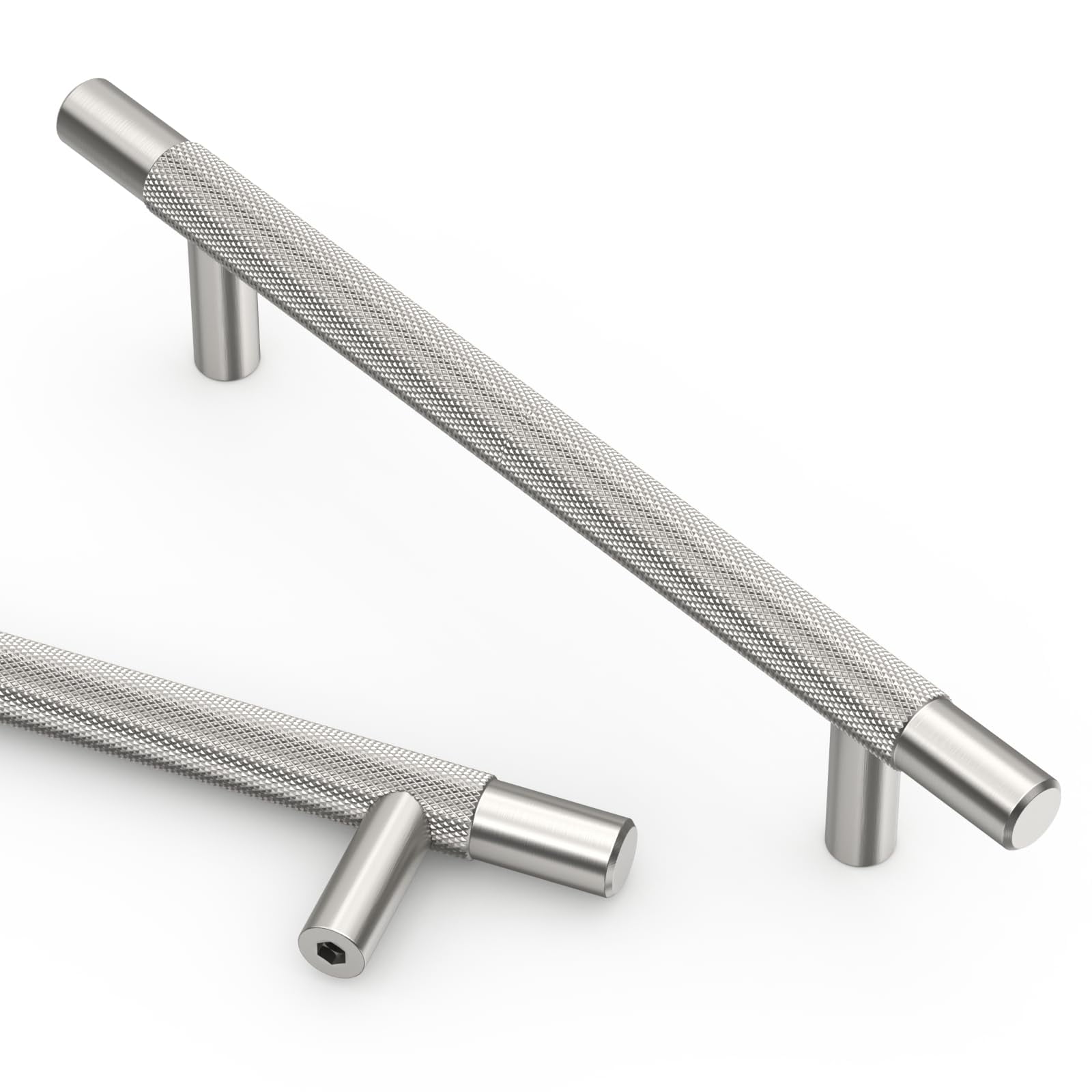 Asidrama 10 Pack 5 Inch(128mm) Brushed Satin Nickel Knurled Kitchen ...