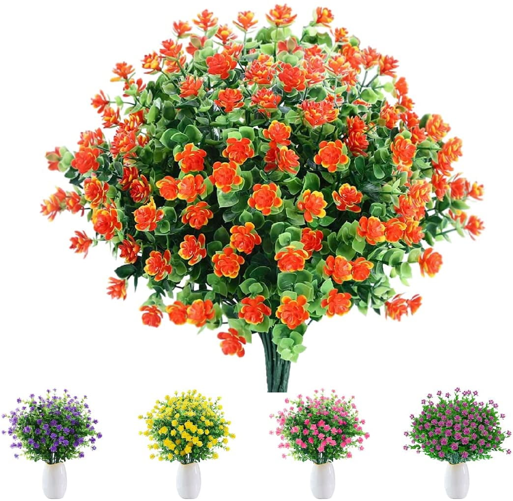 Asisol 12 Bundles Artificial Flowers Fake Lavender Flower UV Resistant Shrubs Plastic Plants for ...